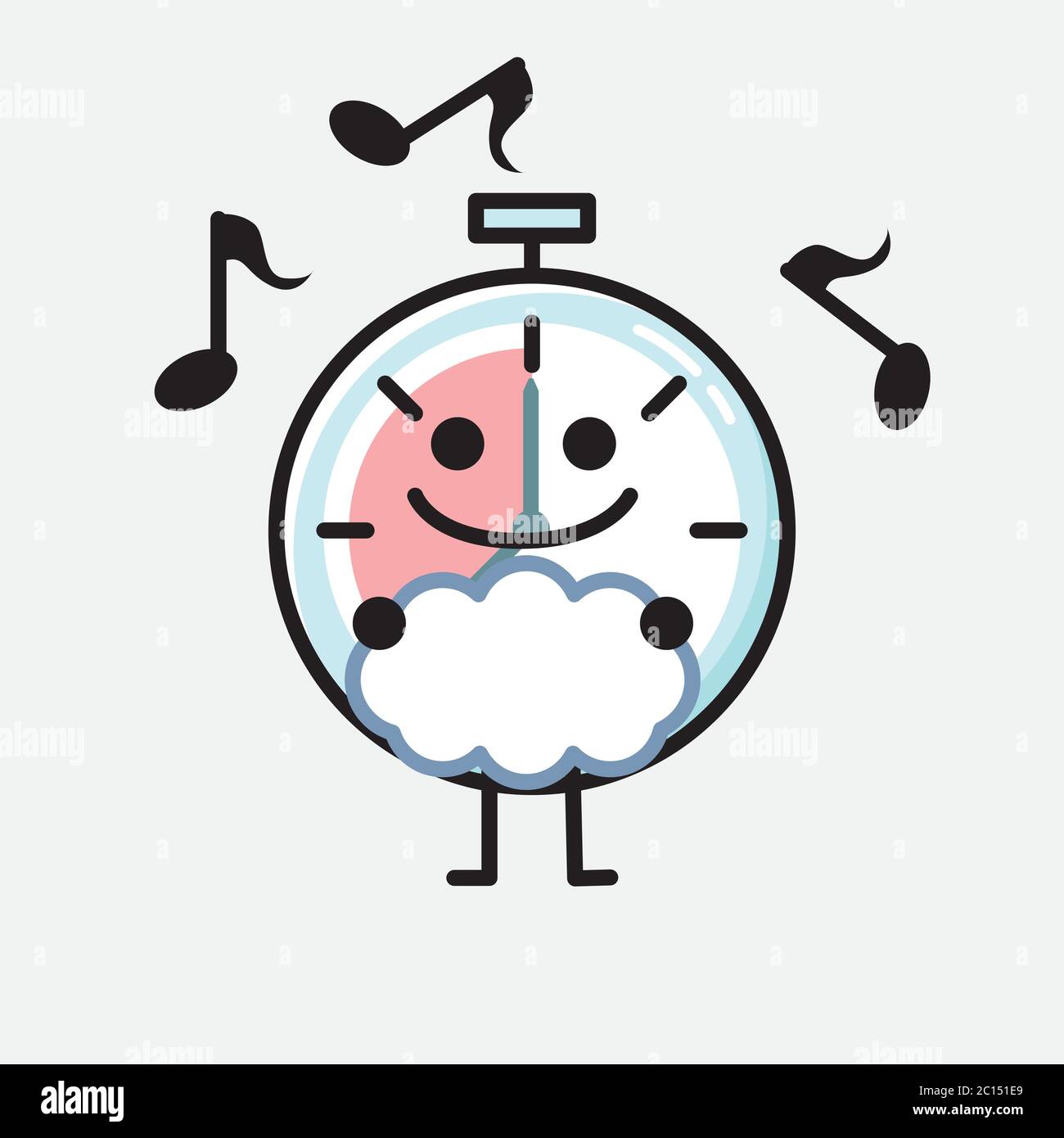 An illustration of Cute Timer Clock Mascot Vector Character in Flat ...
