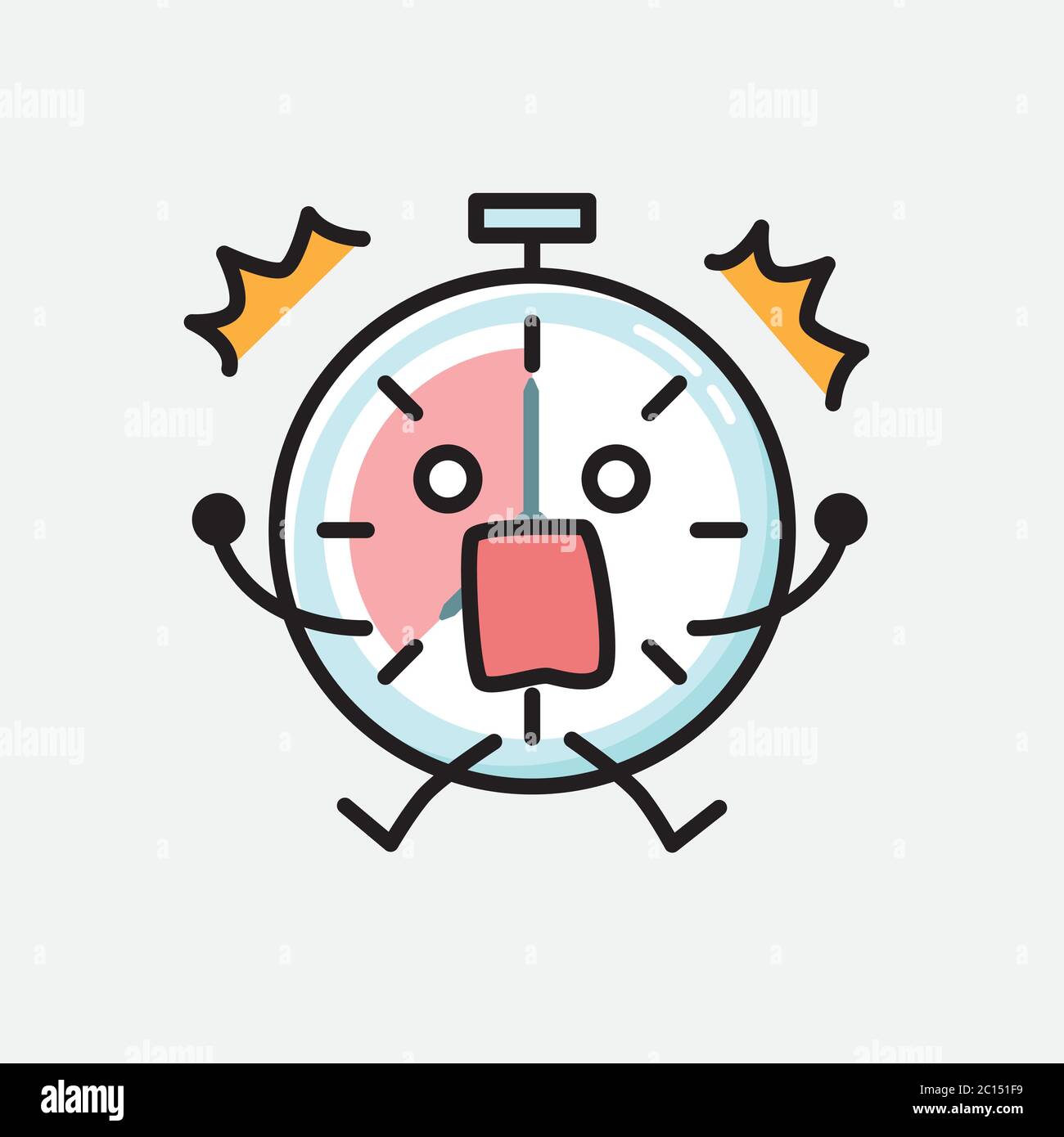 An illustration of Cute Timer Clock Mascot Vector Character in Flat ...