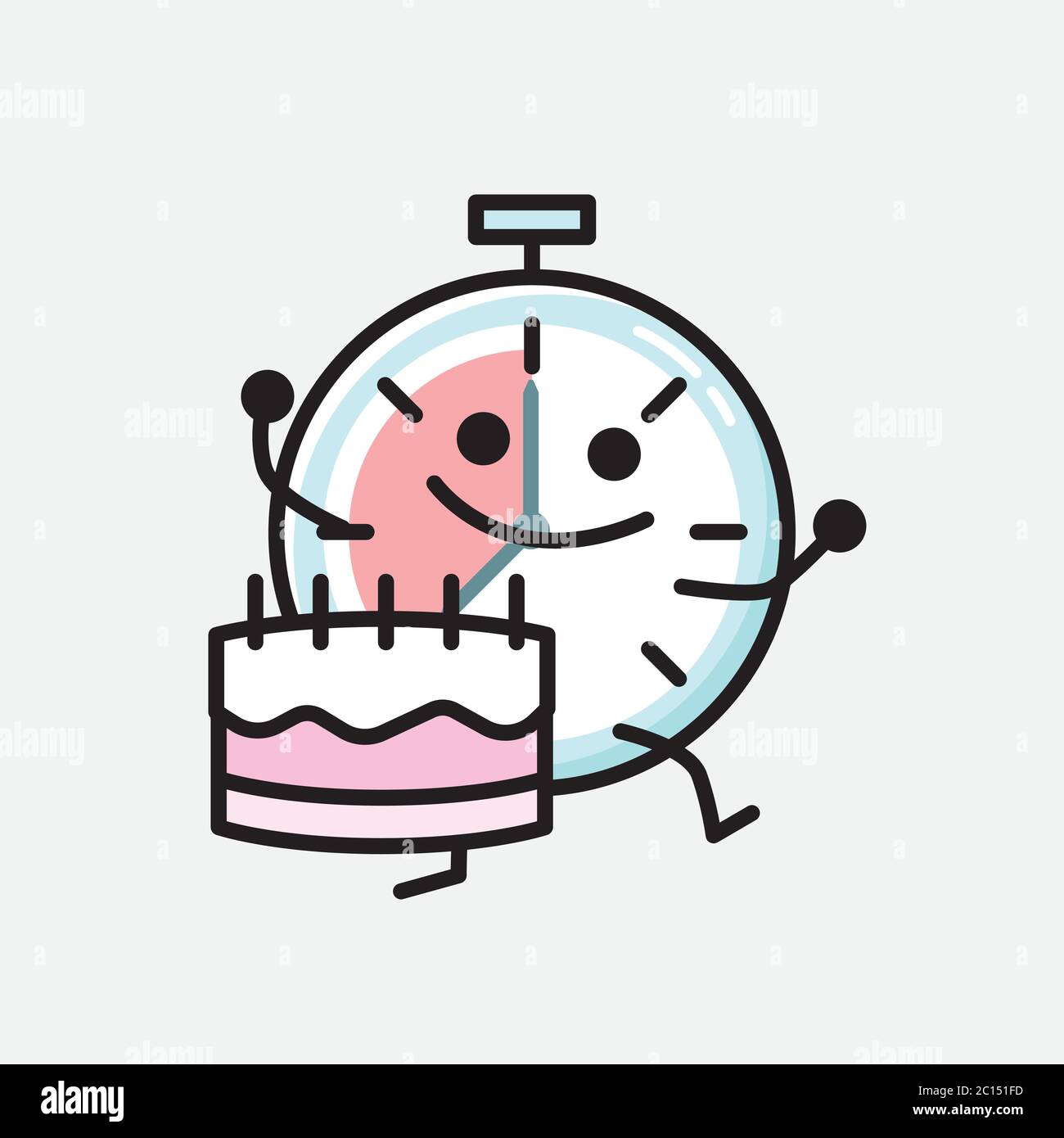 An illustration of Cute Timer Clock Mascot Vector Character in Flat ...
