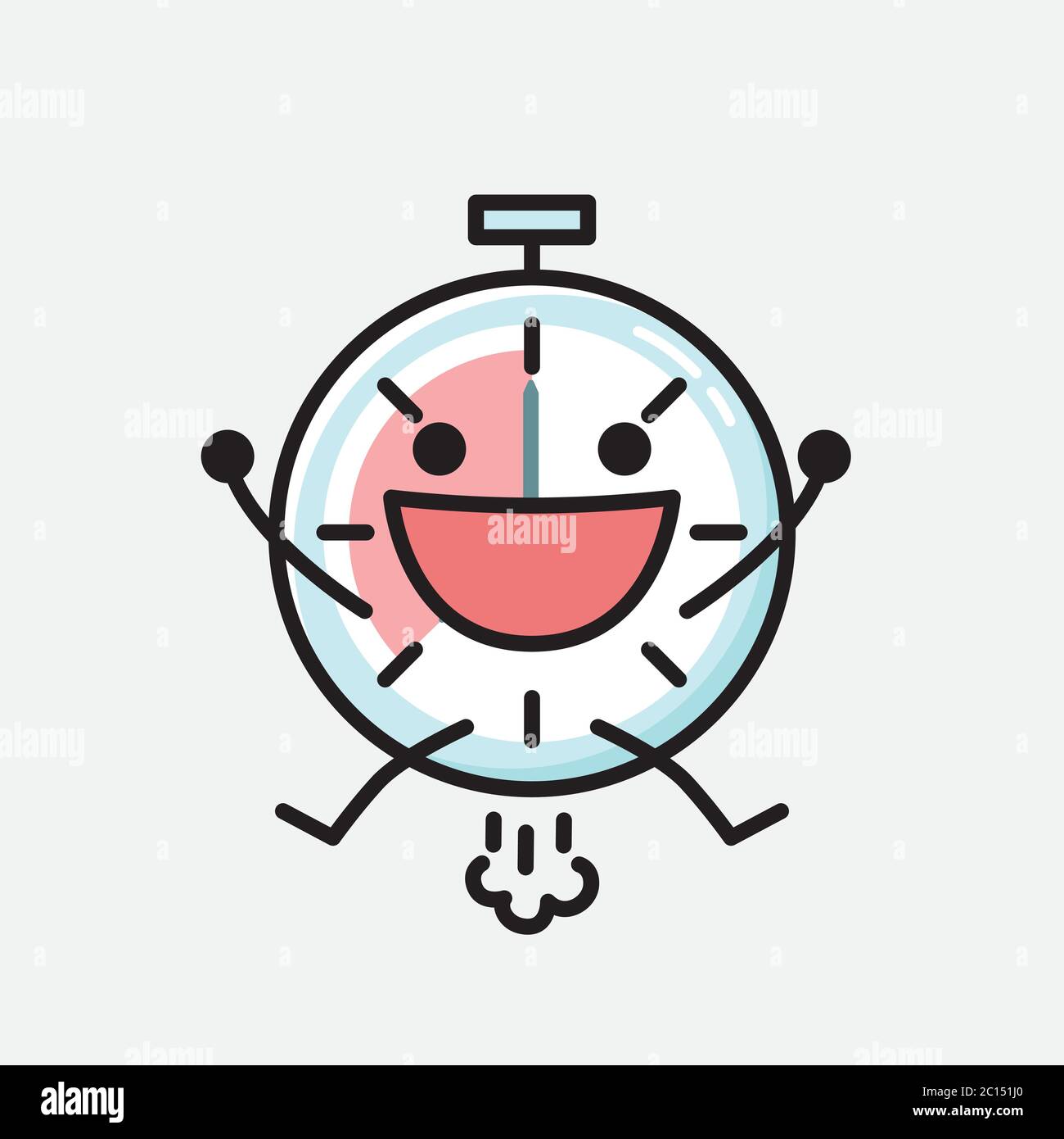 An illustration of Cute Timer Clock Mascot Vector Character in Flat ...