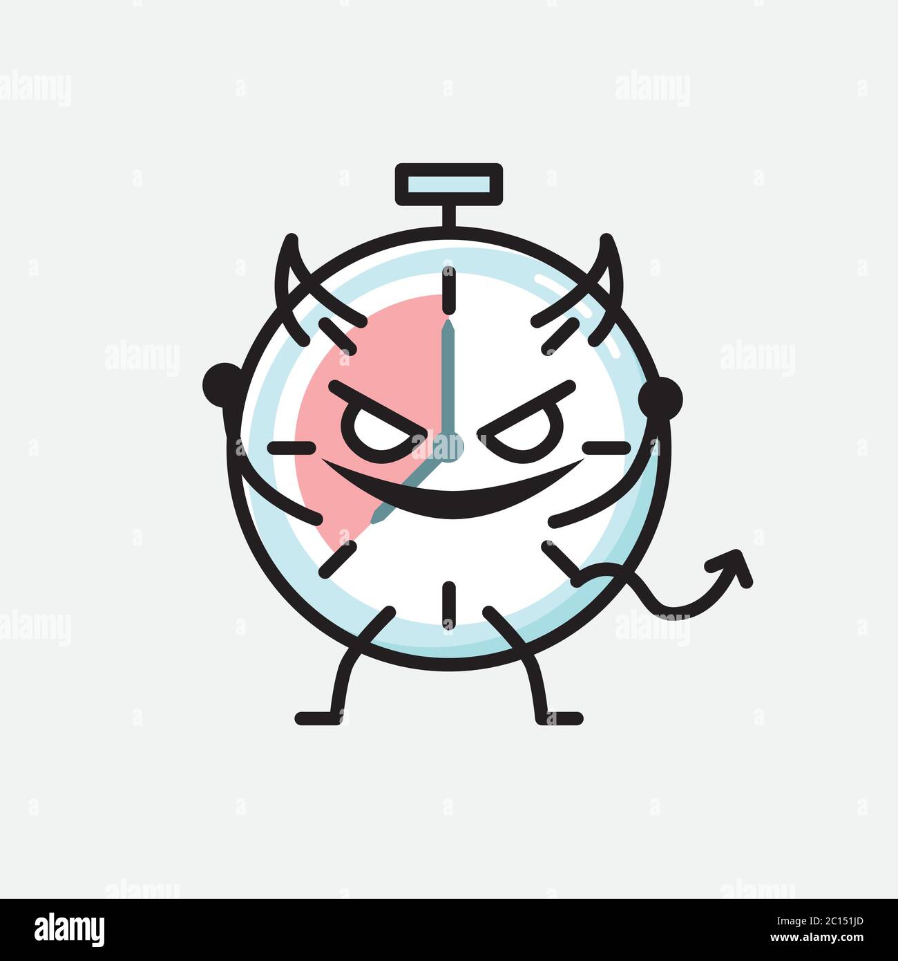 An illustration of Cute Timer Clock Mascot Vector Character in Flat ...