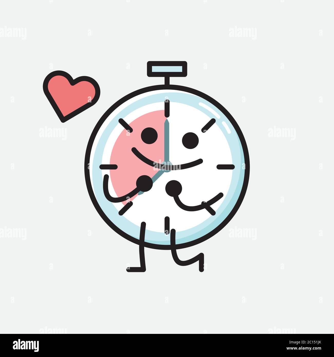 An illustration of Cute Timer Clock Mascot Vector Character in Flat ...