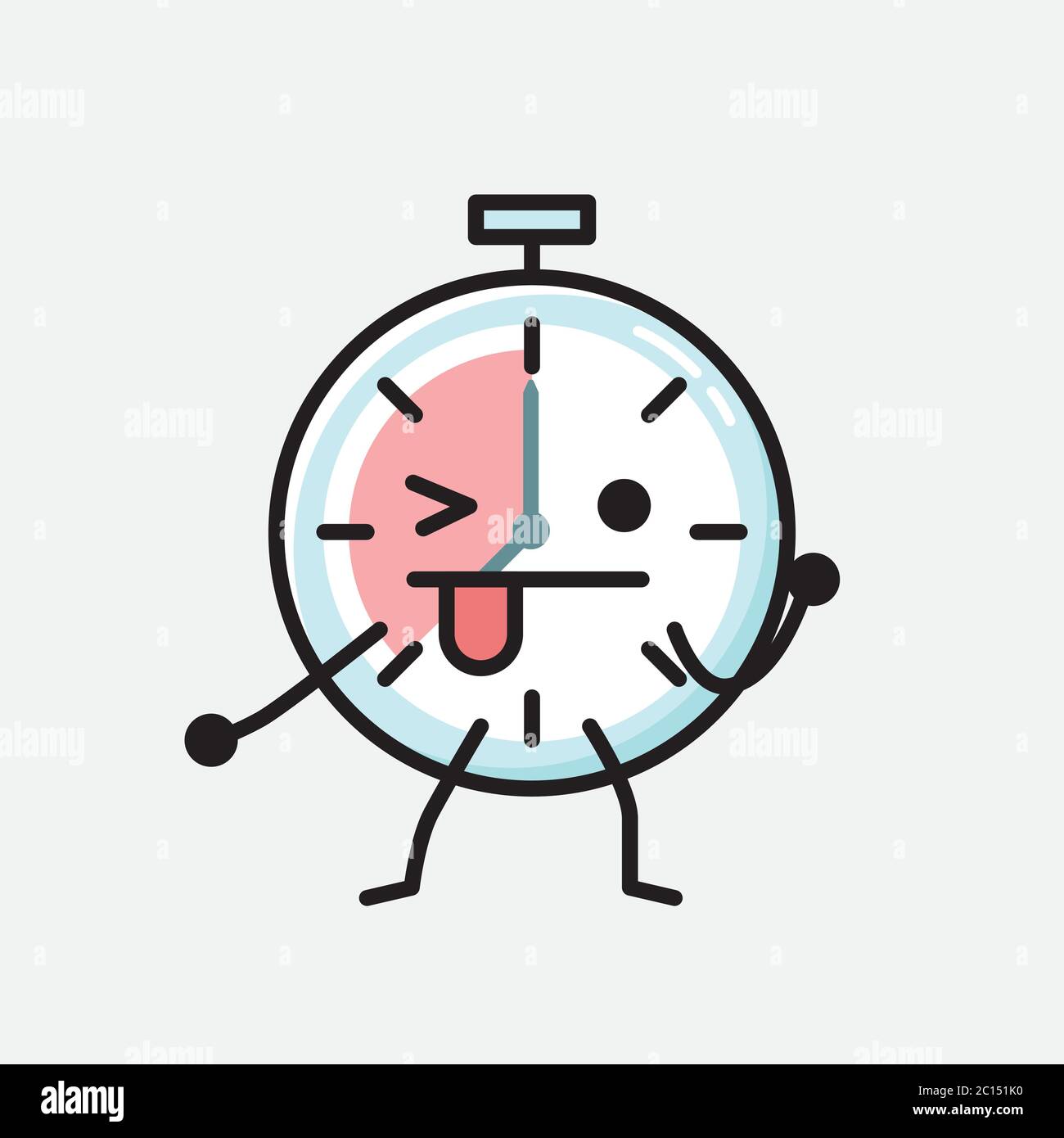 An illustration of Cute Timer Clock Mascot Vector Character in Flat ...
