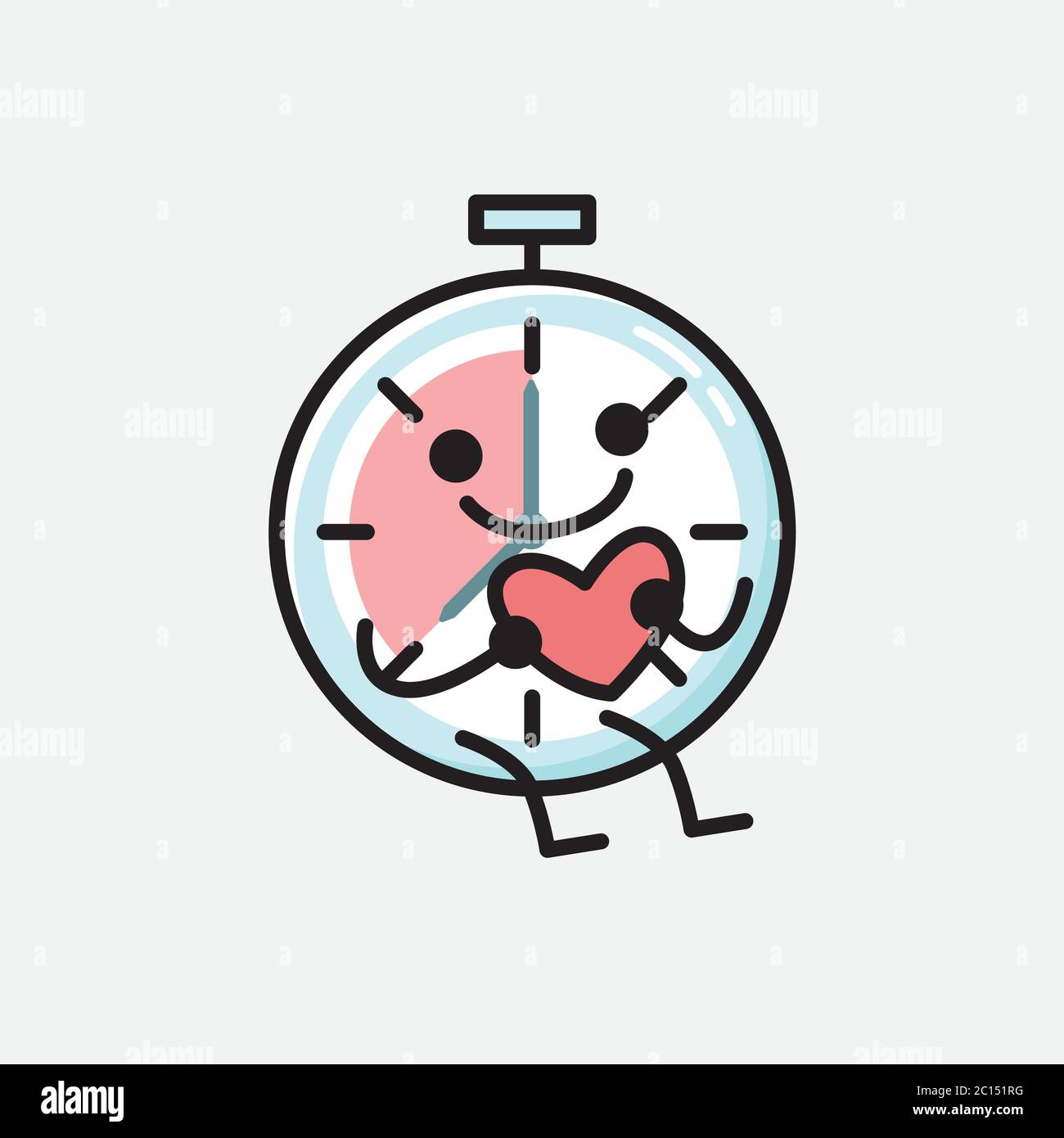 An illustration of Cute Timer Clock Mascot Vector Character in Flat ...