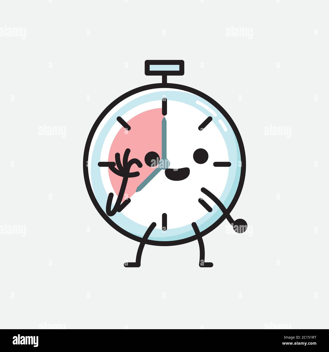 An illustration of Cute Timer Clock Mascot Vector Character in Flat ...