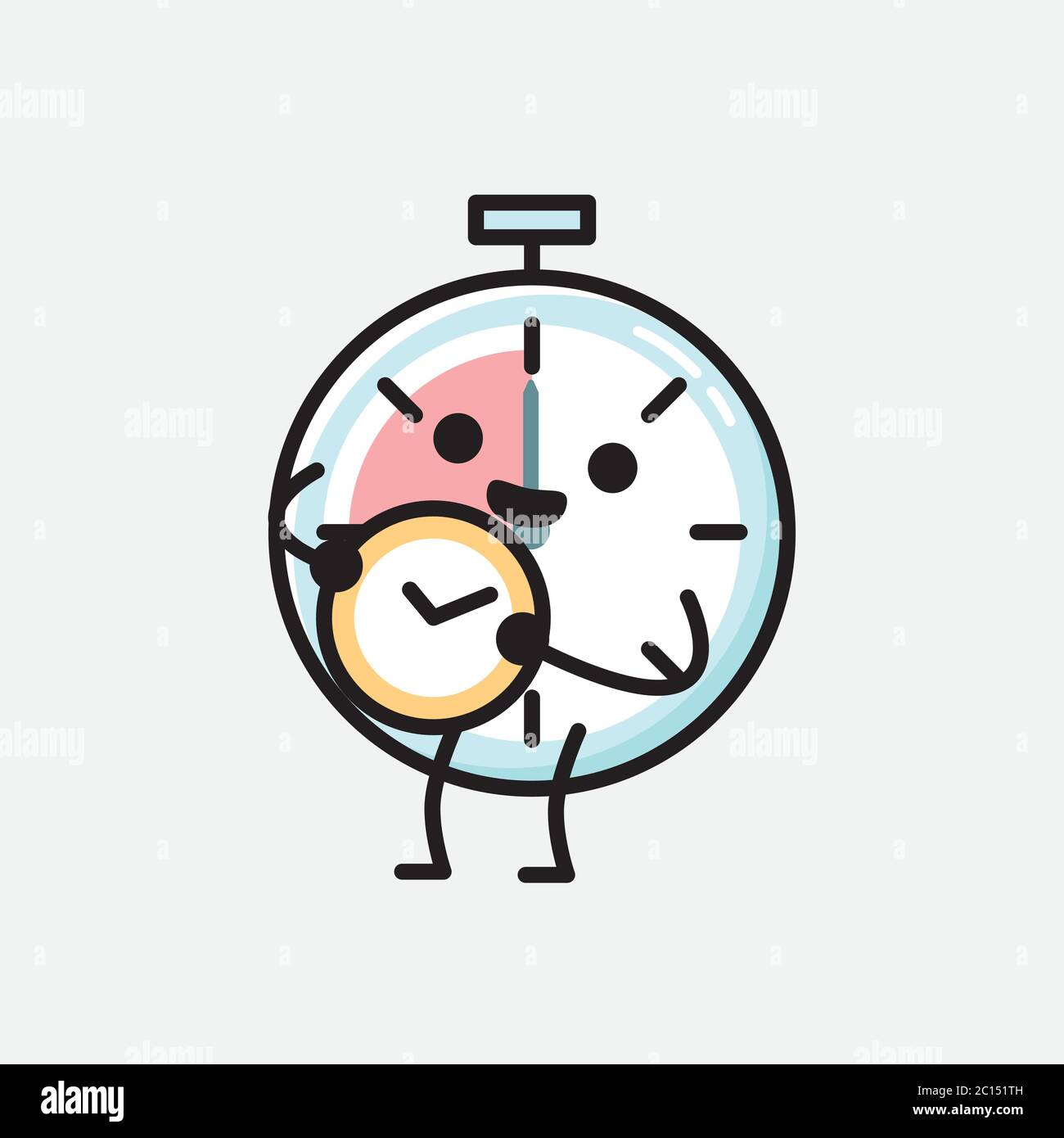 An illustration of Cute Timer Clock Mascot Vector Character in Flat ...