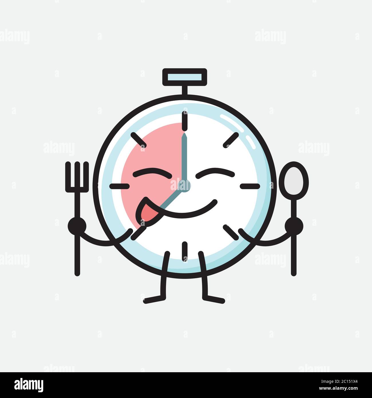 An illustration of Cute Timer Clock Mascot Vector Character in Flat ...