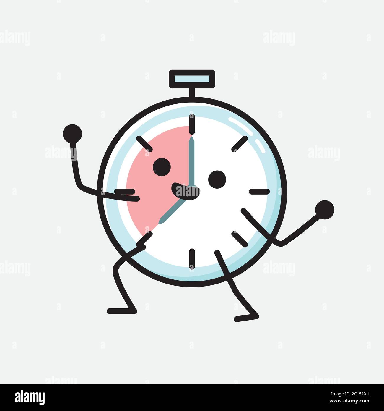 An illustration of Cute Timer Clock Mascot Vector Character in Flat ...