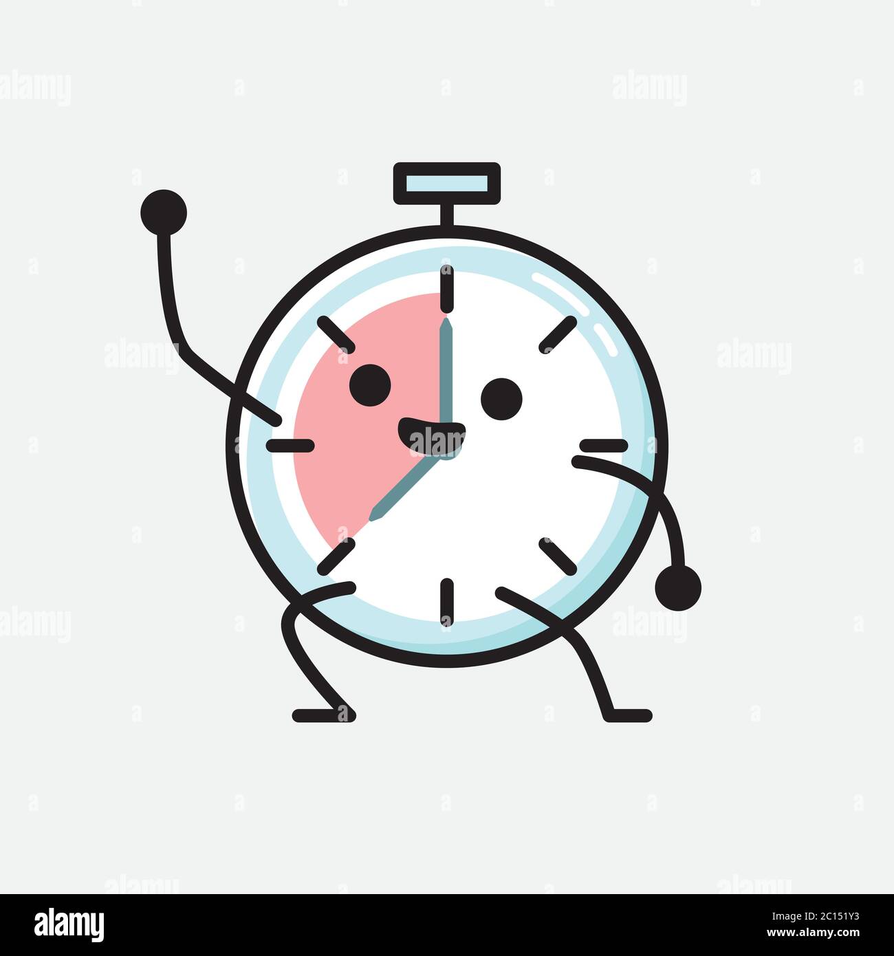 An illustration of Cute Timer Clock Mascot Vector Character in Flat ...