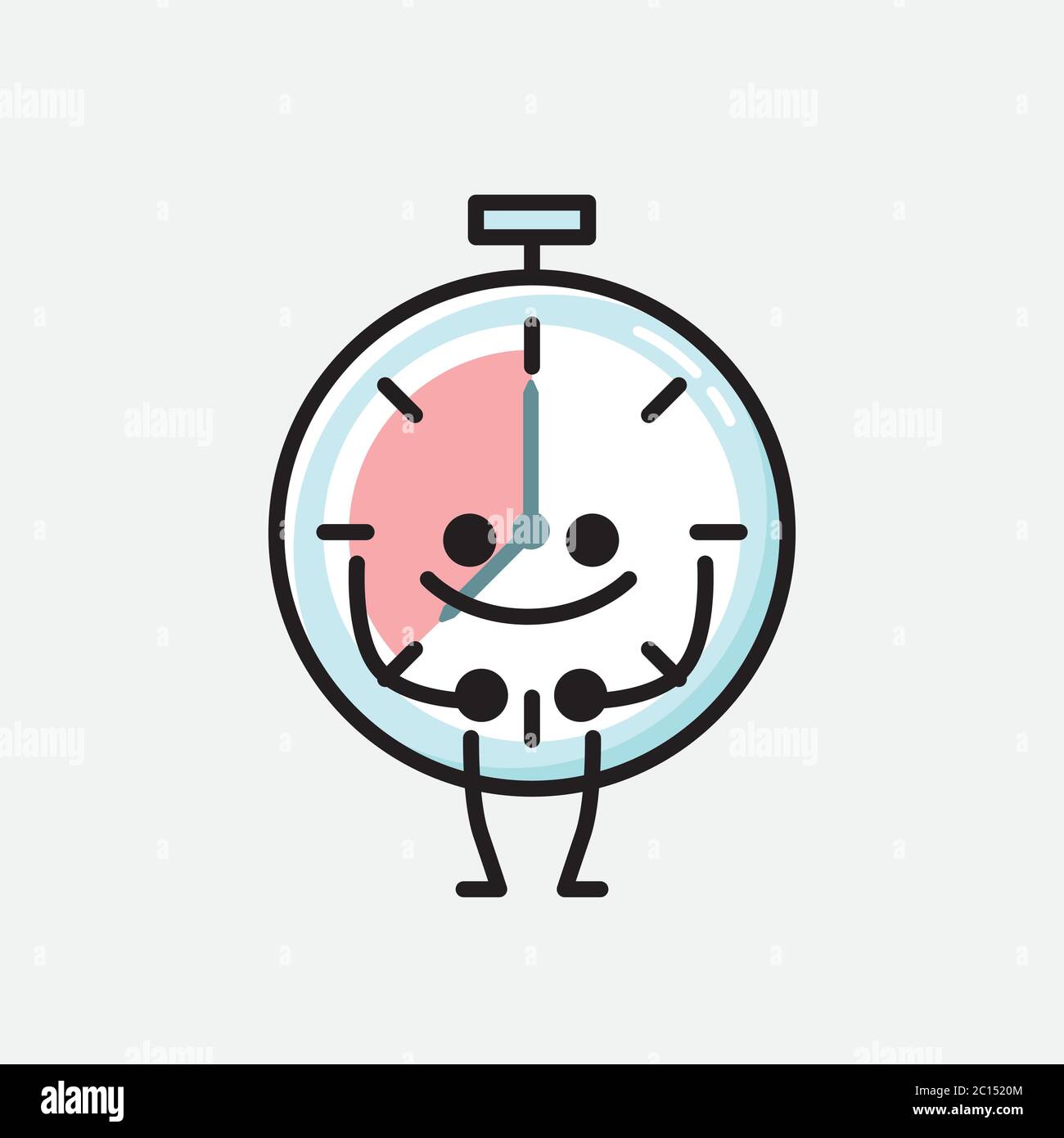 An illustration of Cute Timer Clock Mascot Vector Character in Flat ...