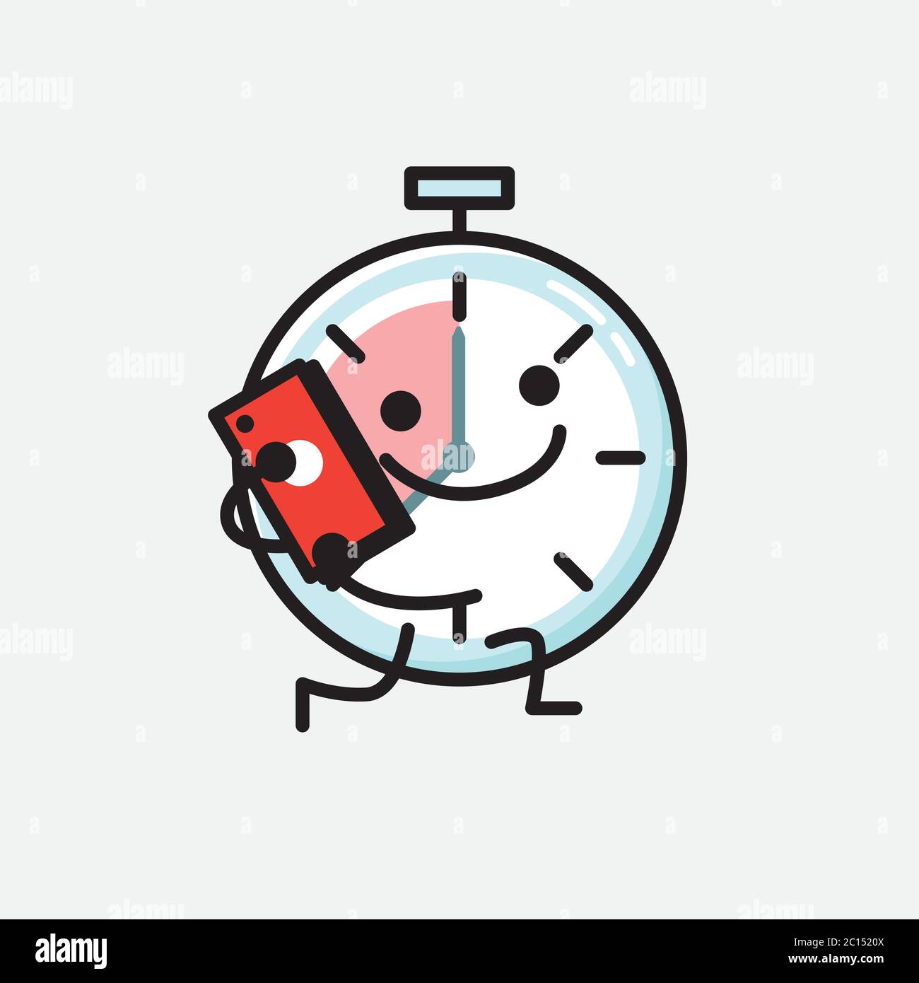 An illustration of Cute Timer Clock Mascot Vector Character in Flat ...