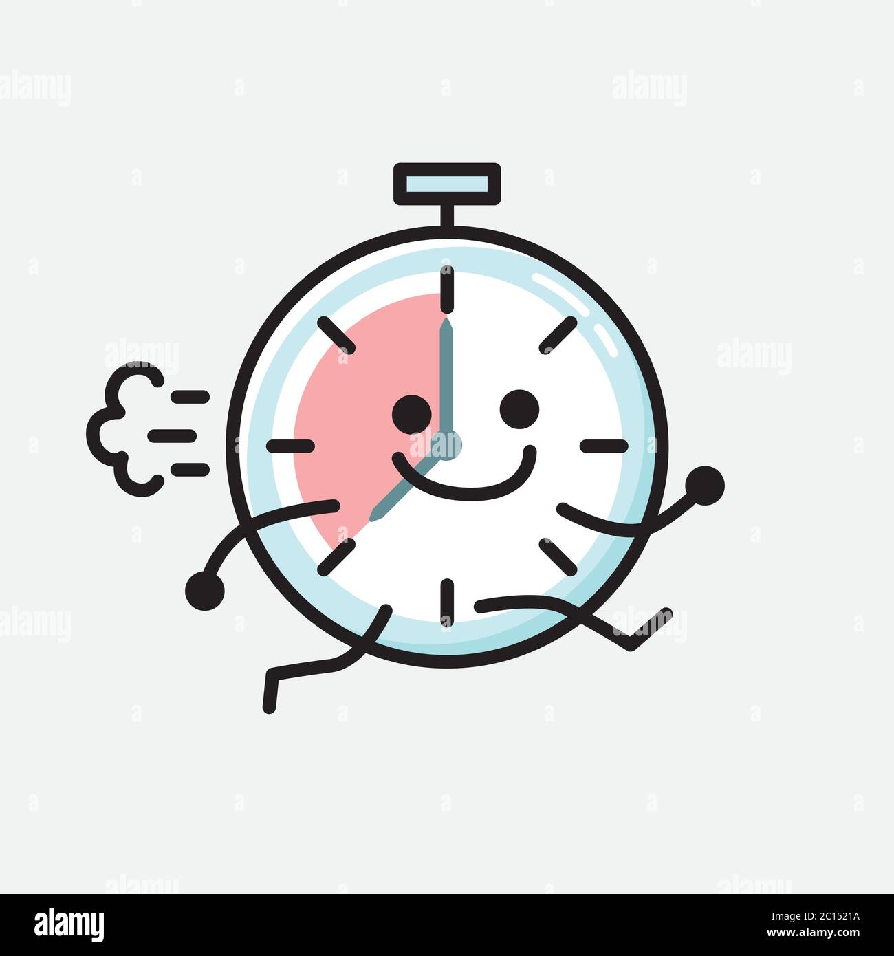 An illustration of Cute Timer Clock Mascot Vector Character in Flat ...