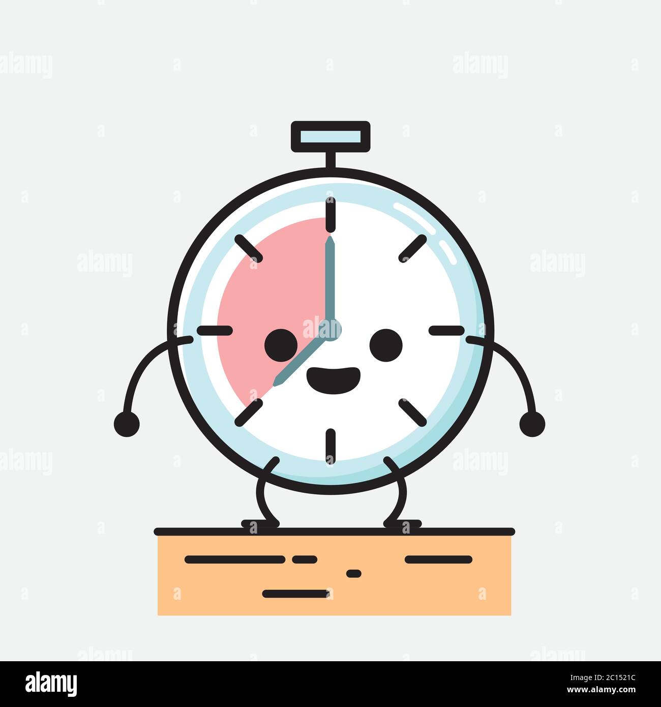 An illustration of Cute Timer Clock Mascot Vector Character in Flat ...