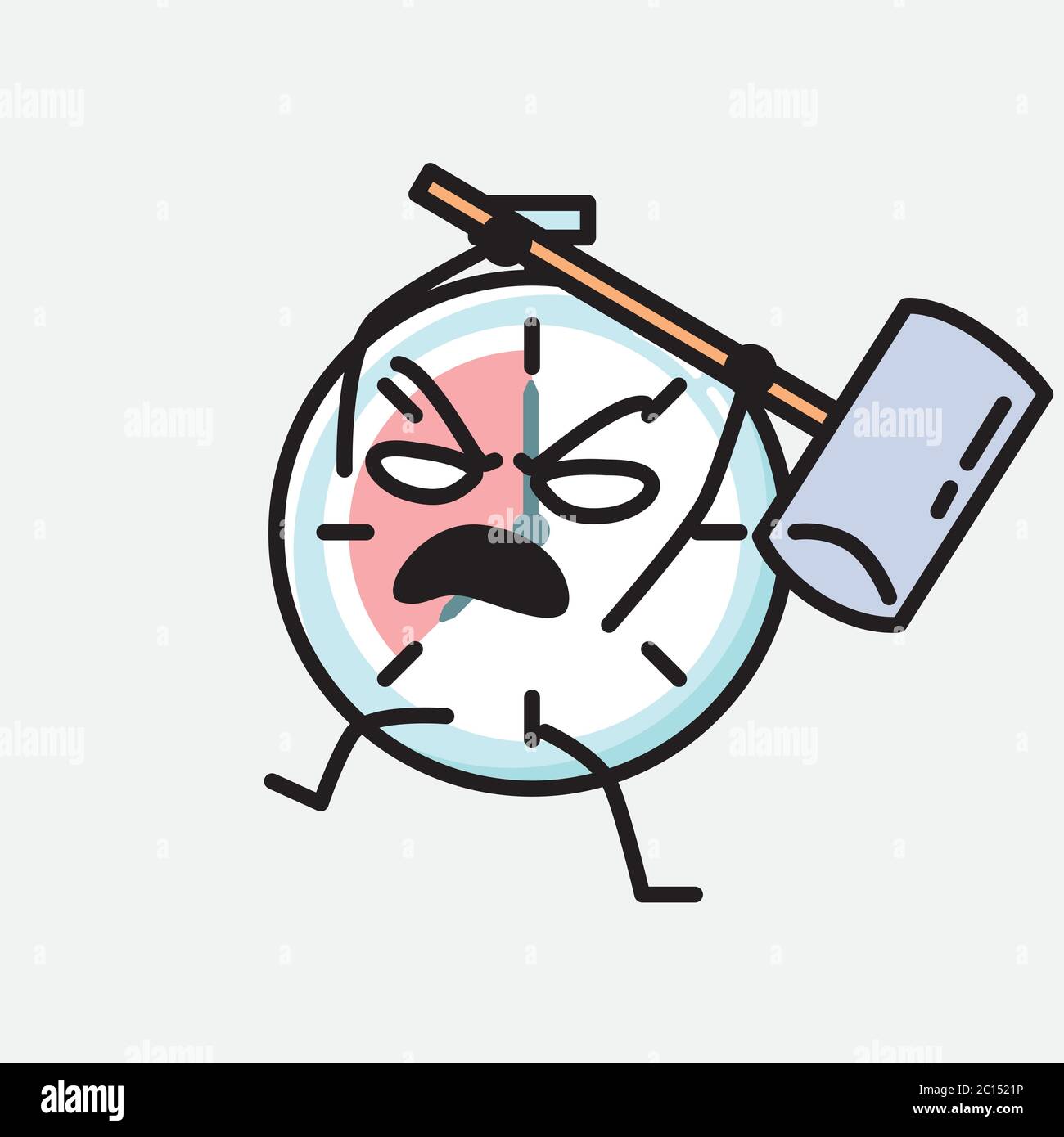 An illustration of Cute Timer Clock Mascot Vector Character in Flat ...