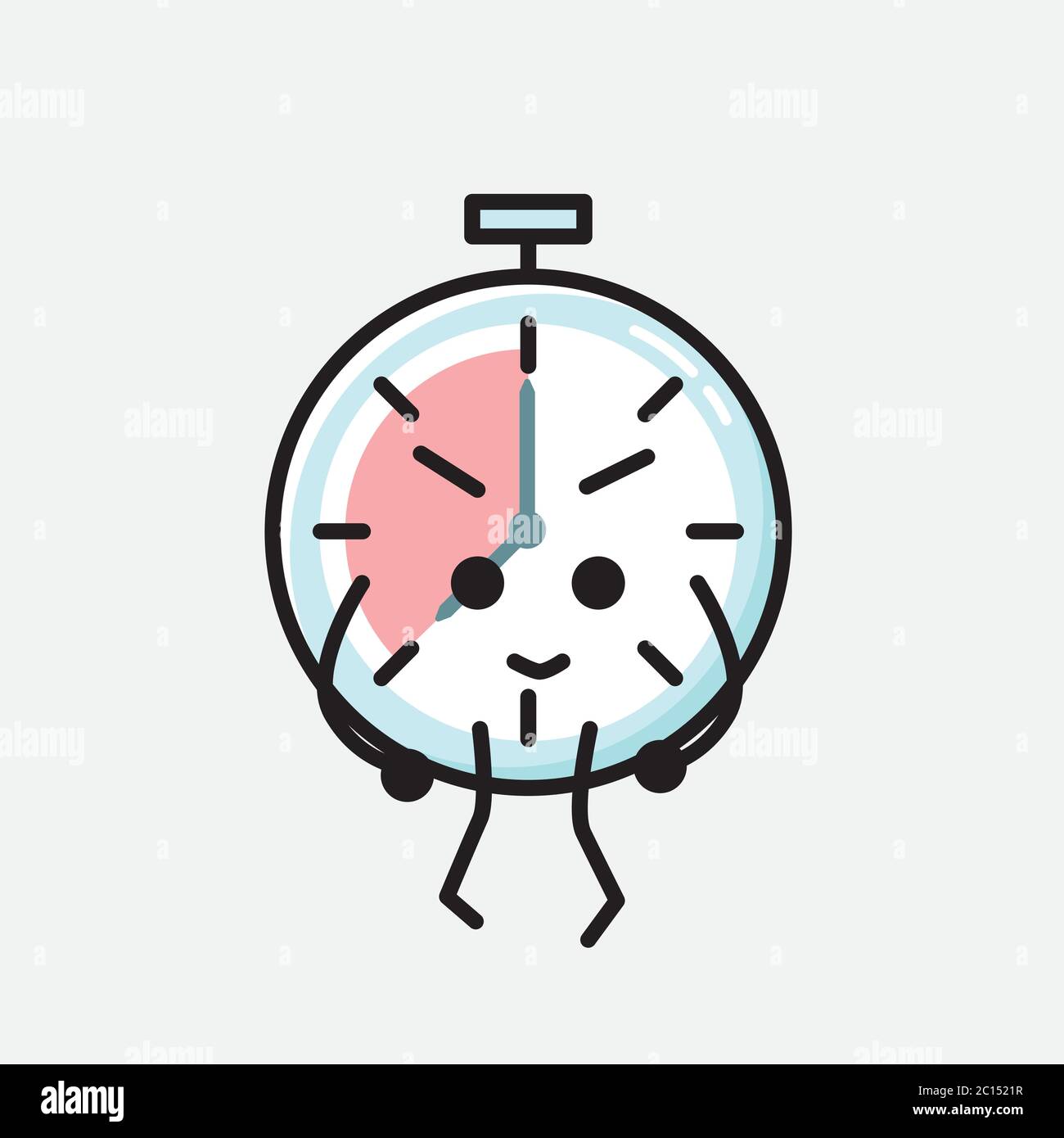 An illustration of Cute Timer Clock Mascot Vector Character in Flat ...