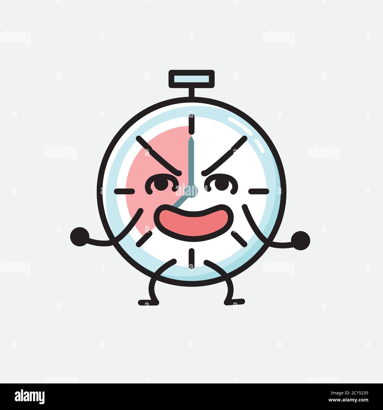 An illustration of Cute Timer Clock Mascot Vector Character in Flat ...