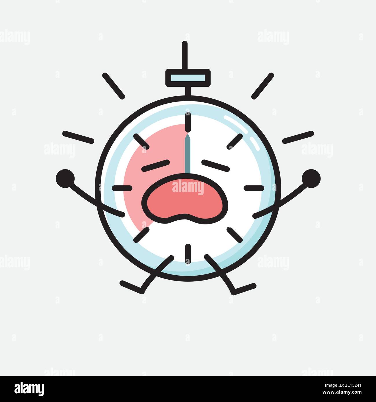 An illustration of Cute Timer Clock Mascot Vector Character in Flat ...