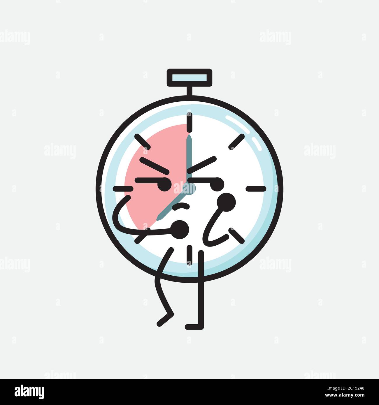 An illustration of Cute Timer Clock Mascot Vector Character in Flat ...