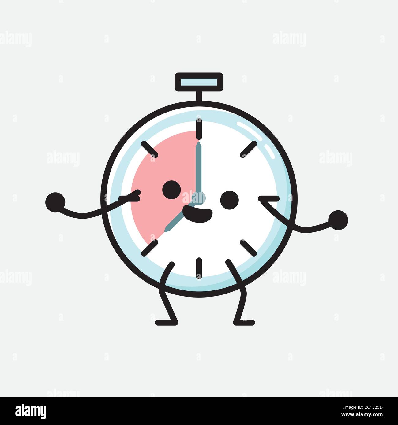 An illustration of Cute Timer Clock Mascot Vector Character in Flat ...
