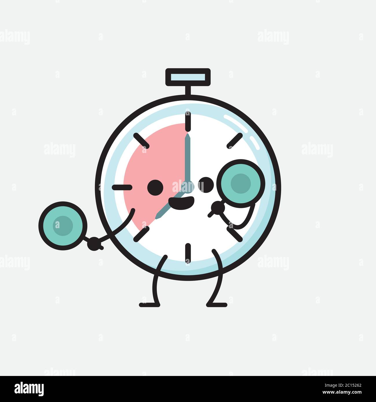 An illustration of Cute Timer Clock Mascot Vector Character in Flat ...