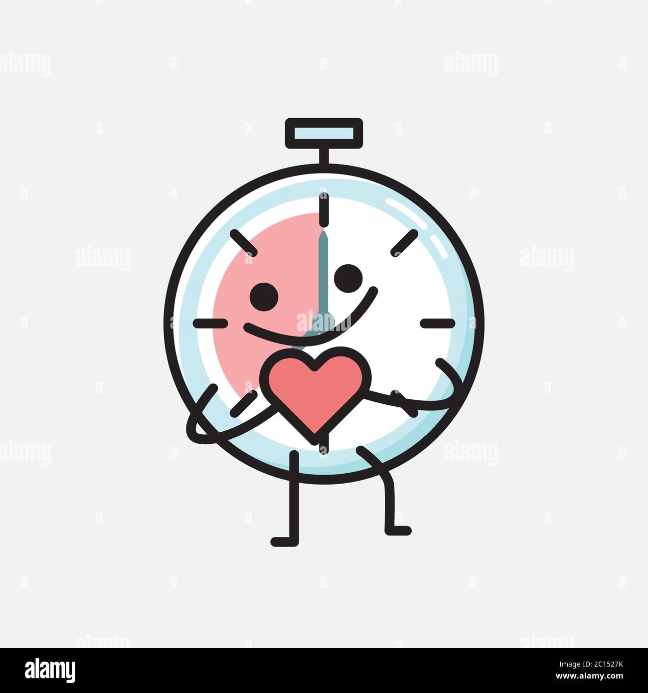 An illustration of Cute Timer Clock Mascot Vector Character in Flat ...
