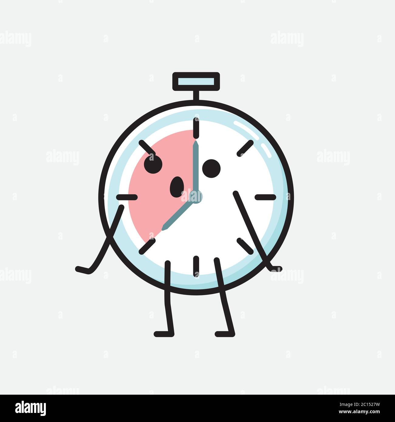 An illustration of Cute Timer Clock Mascot Vector Character in Flat ...