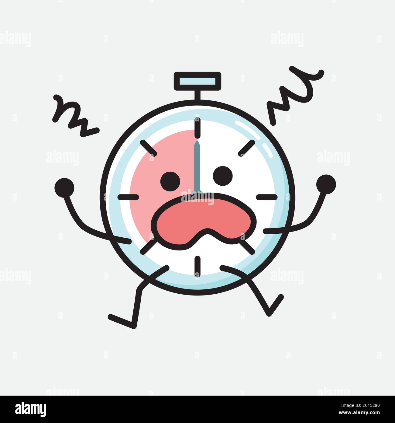 An illustration of Cute Timer Clock Mascot Vector Character in Flat ...