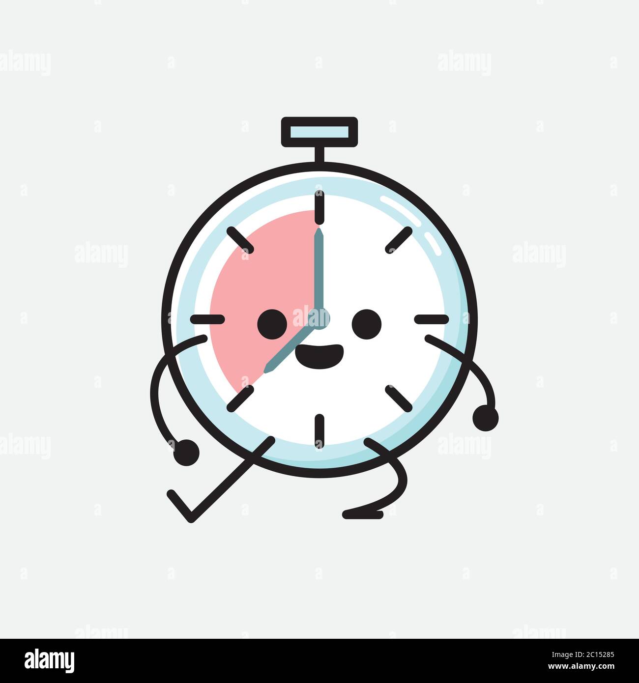 An illustration of Cute Timer Clock Mascot Vector Character in Flat ...