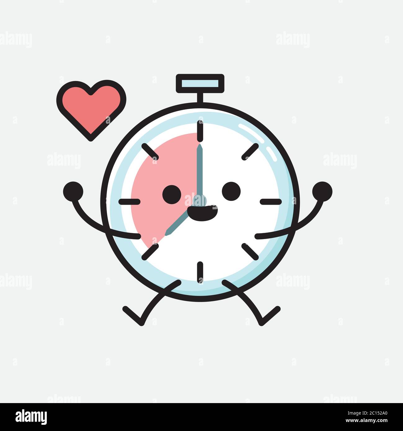 An illustration of Cute Timer Clock Mascot Vector Character in Flat ...