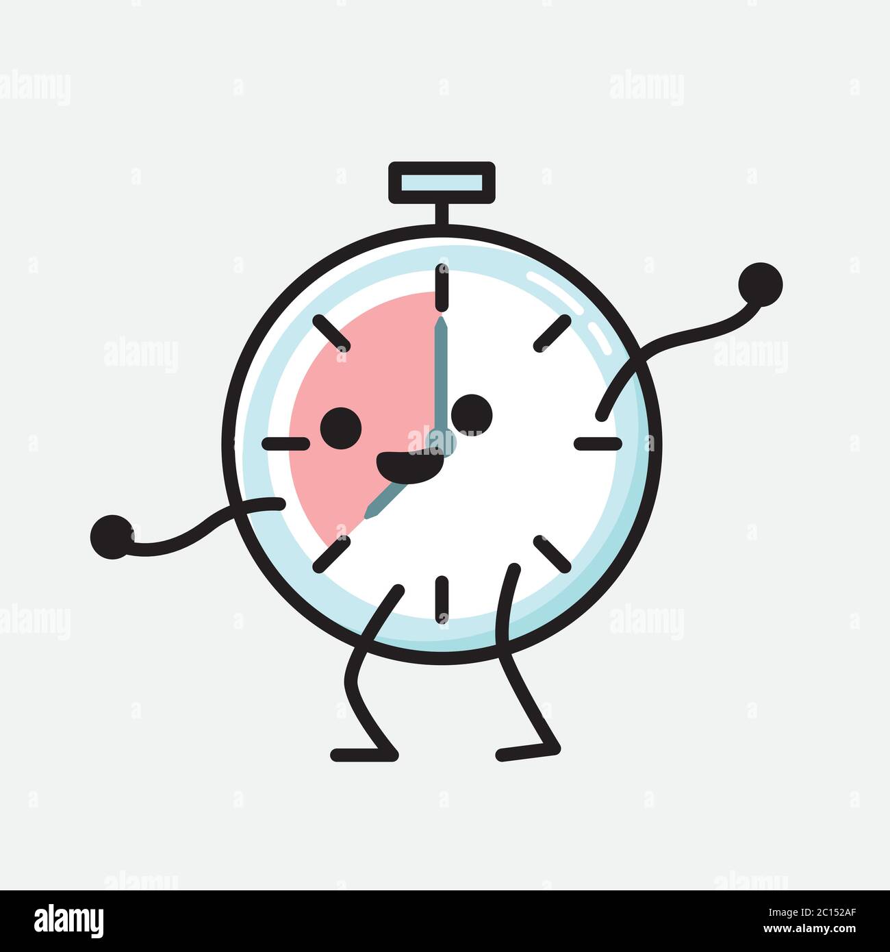 An illustration of Cute Timer Clock Mascot Vector Character in Flat ...