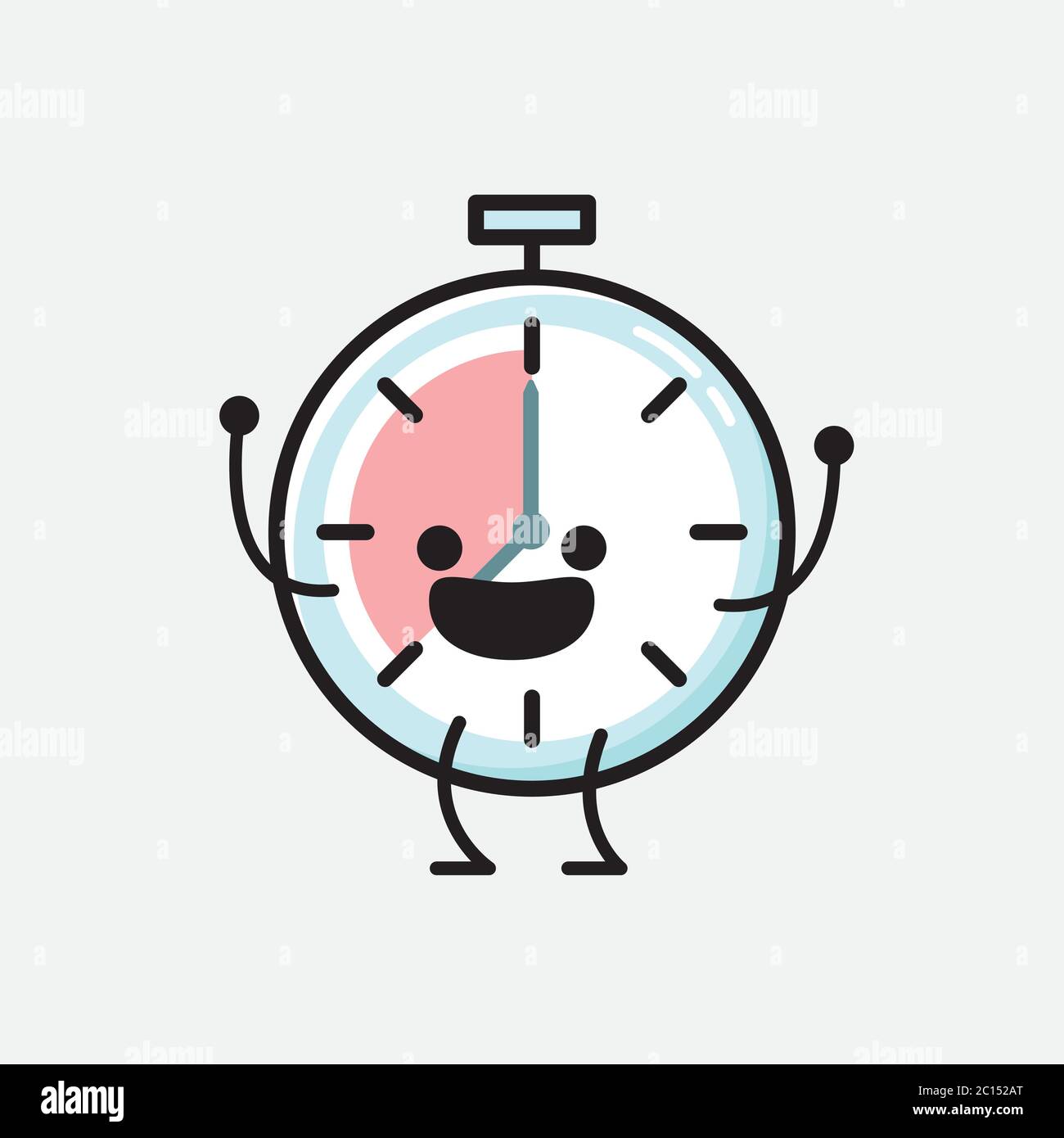 An illustration of Cute Timer Clock Mascot Vector Character in Flat ...