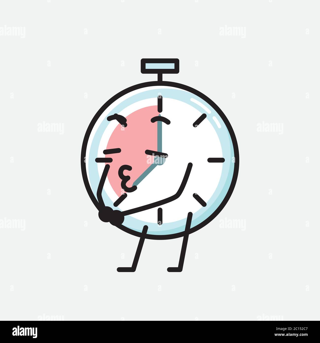 An illustration of Cute Timer Clock Mascot Vector Character in Flat ...