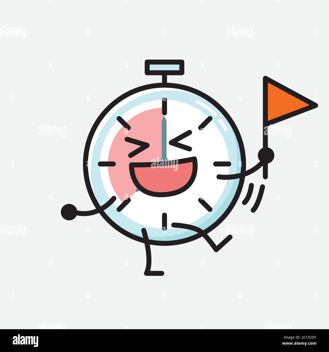 An illustration of Cute Timer Clock Mascot Vector Character in Flat ...