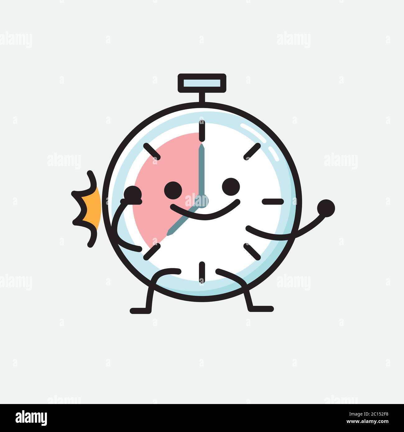 An illustration of Cute Timer Clock Mascot Vector Character in Flat ...