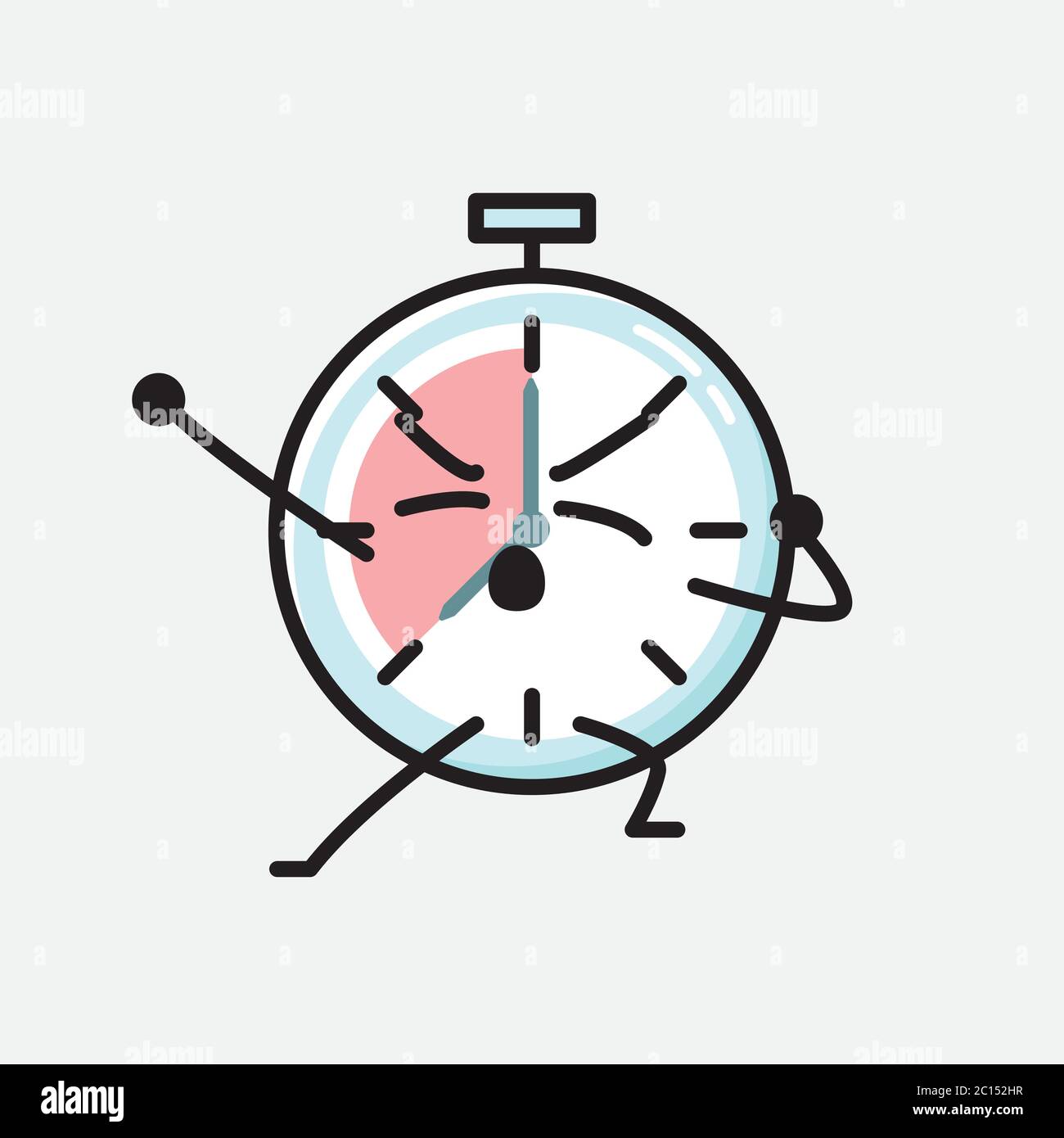 An illustration of Cute Timer Clock Mascot Vector Character in Flat ...