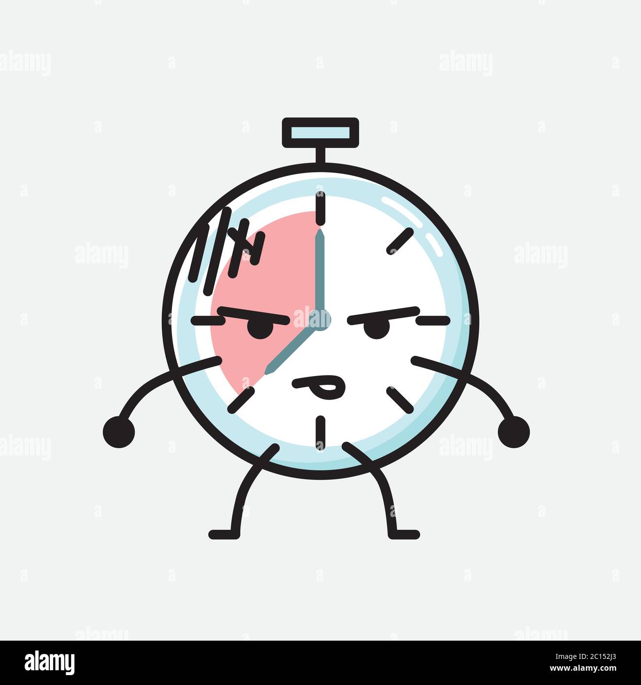An illustration of Cute Timer Clock Mascot Vector Character in Flat ...