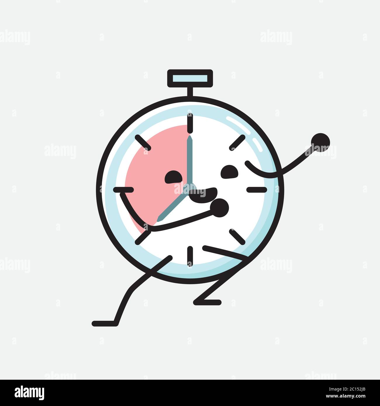 An illustration of Cute Timer Clock Mascot Vector Character in Flat ...