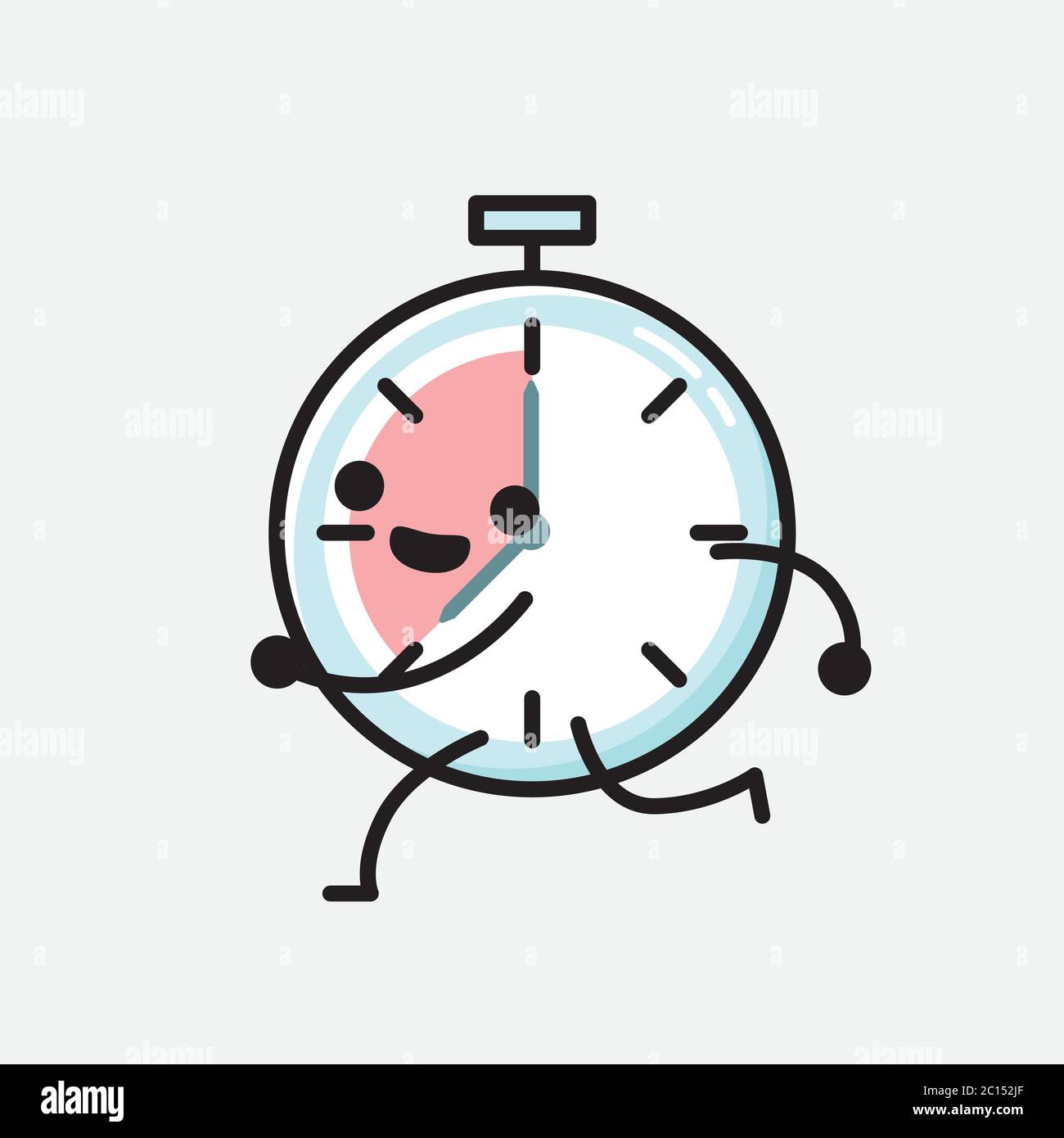 An illustration of Cute Timer Clock Mascot Vector Character in Flat ...