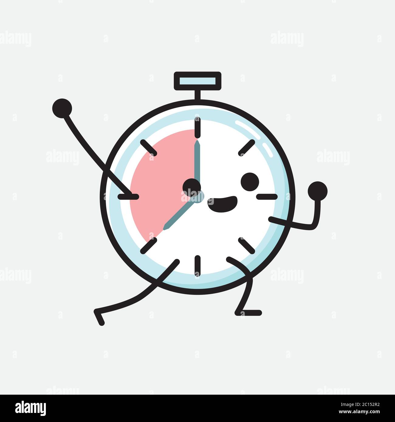 An illustration of Cute Timer Clock Mascot Vector Character in Flat ...