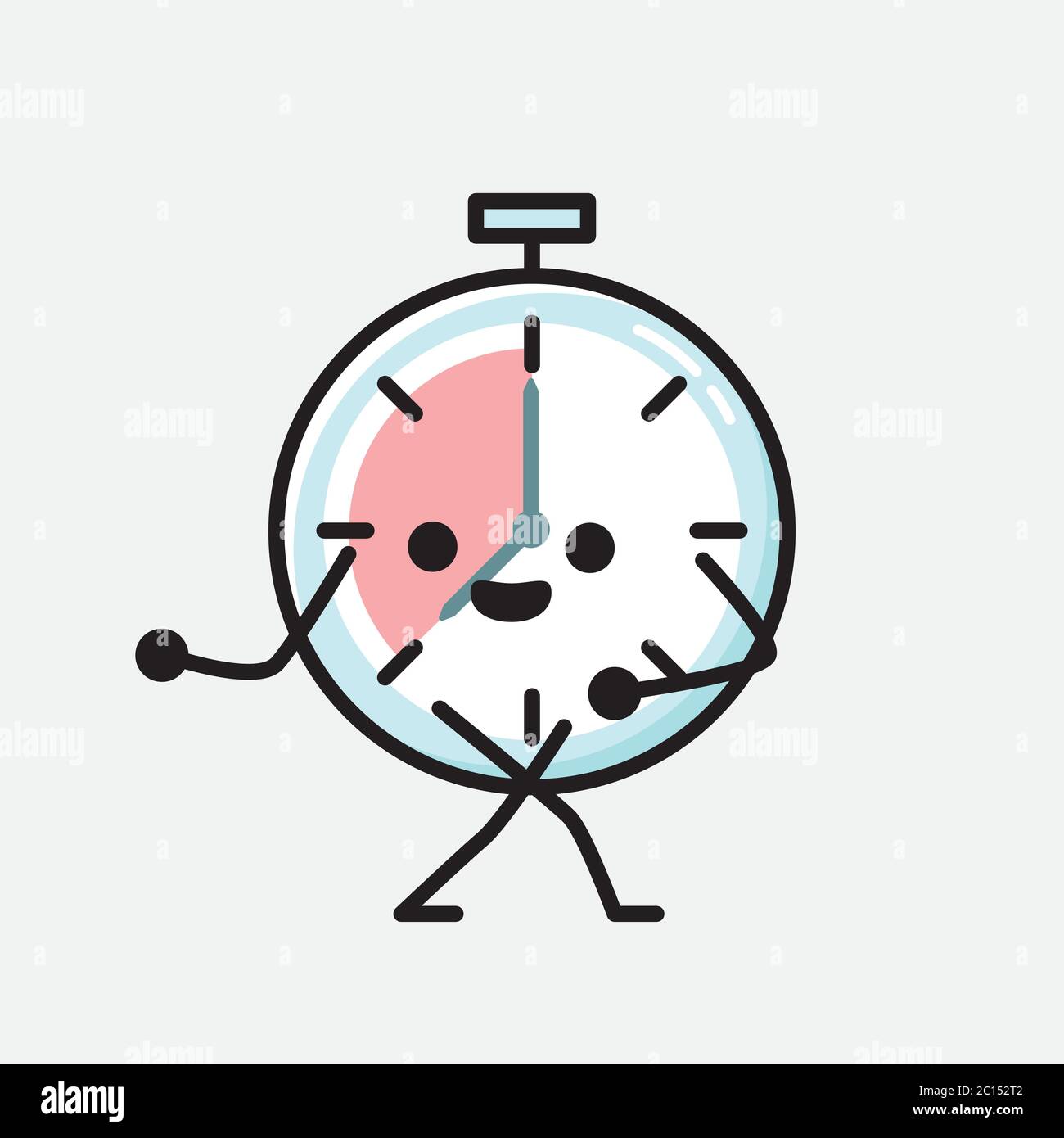 An illustration of Cute Timer Clock Mascot Vector Character in Flat ...