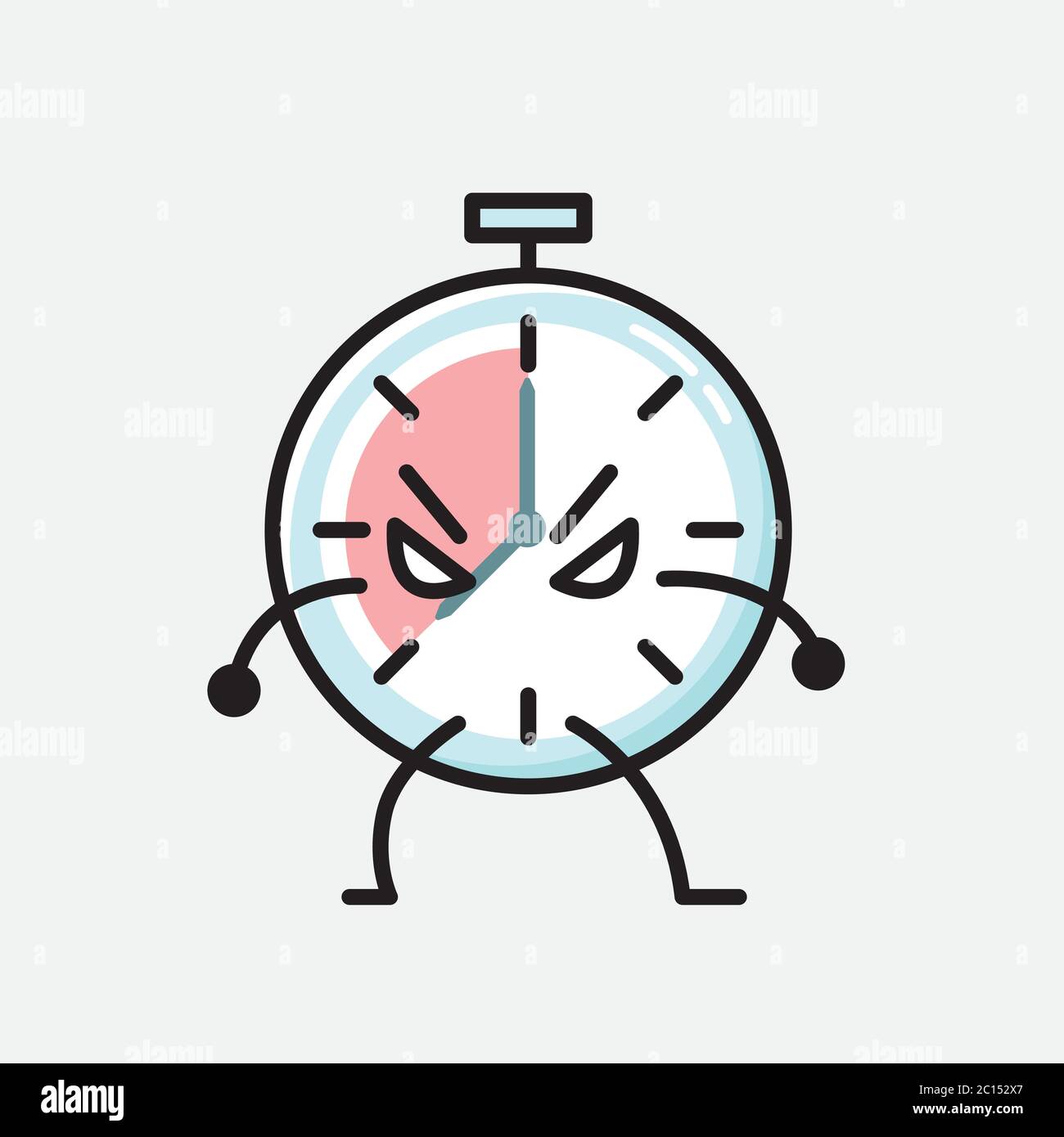 An illustration of Cute Timer Clock Mascot Vector Character in Flat ...