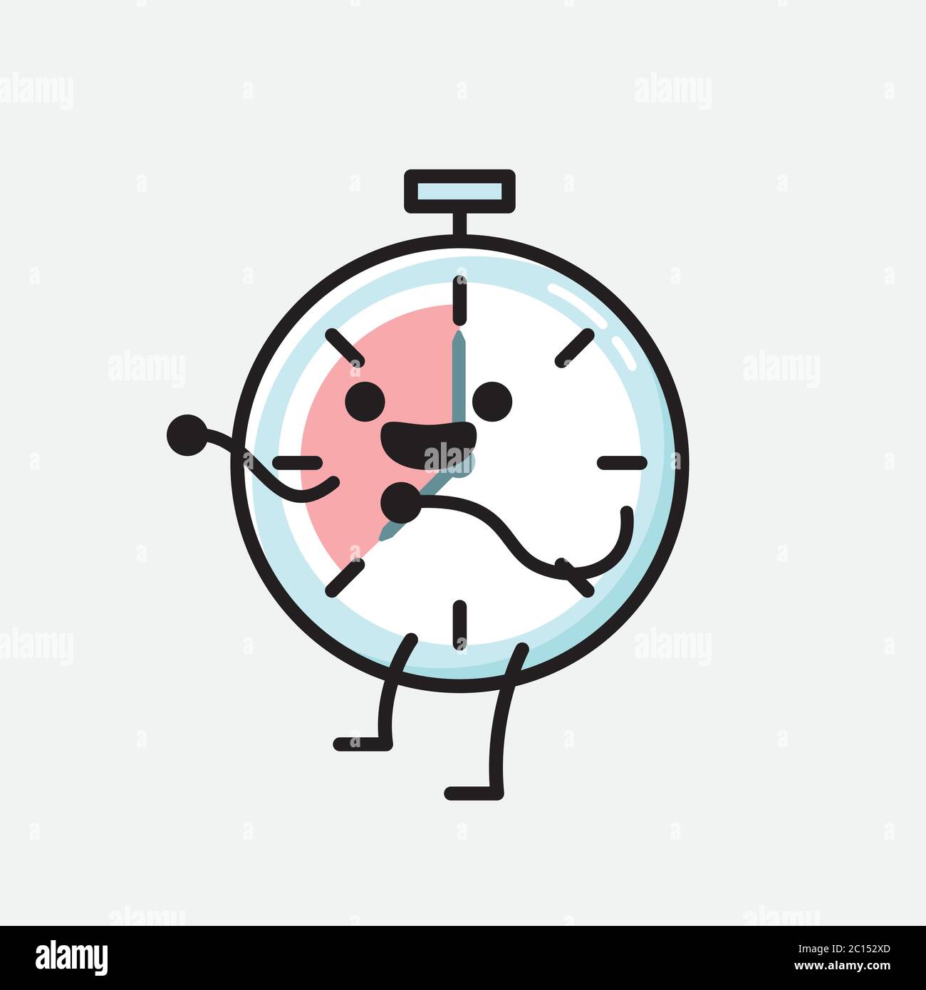 An illustration of Cute Timer Clock Mascot Vector Character in Flat ...