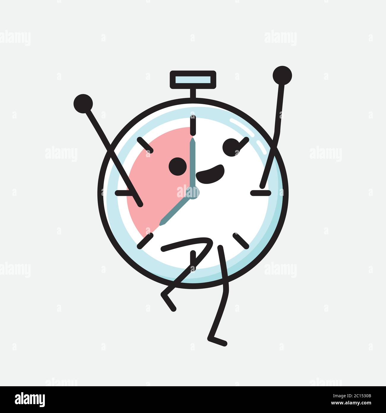 An illustration of Cute Timer Clock Mascot Vector Character in Flat ...