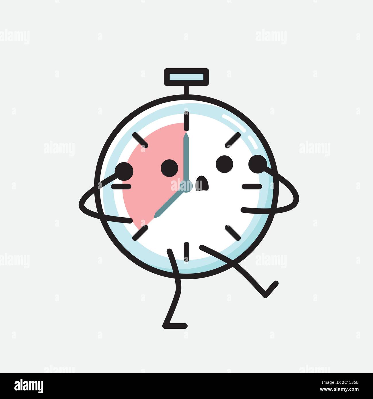 An illustration of Cute Timer Clock Mascot Vector Character in Flat ...