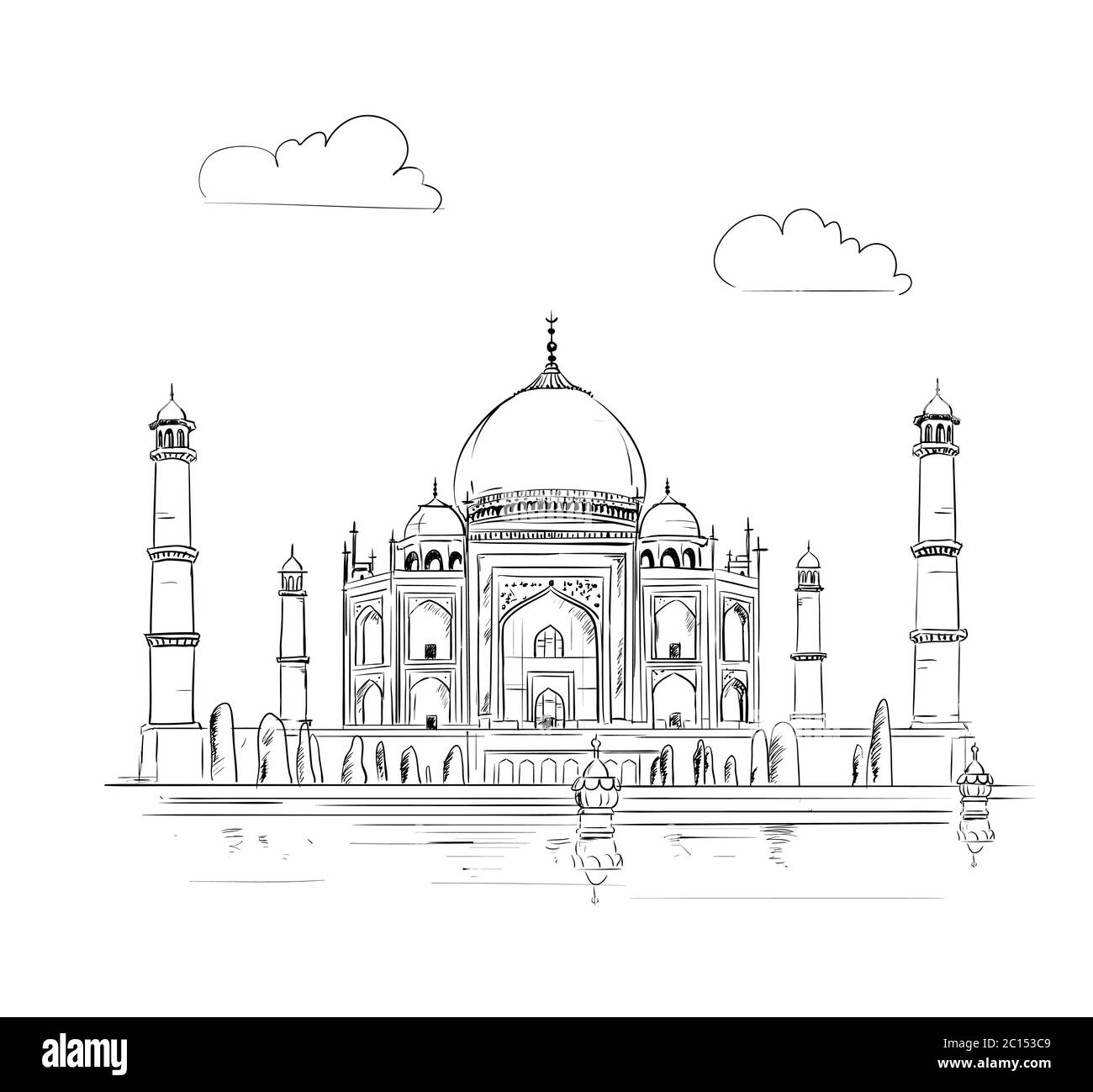 Hand drawn Taj Mahal Stock Vector Image & Art - Alamy