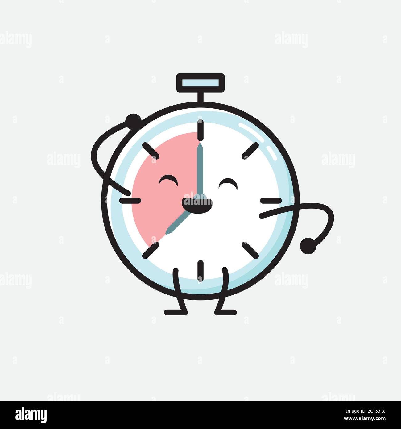 An illustration of Cute Timer Clock Mascot Vector Character in Flat ...