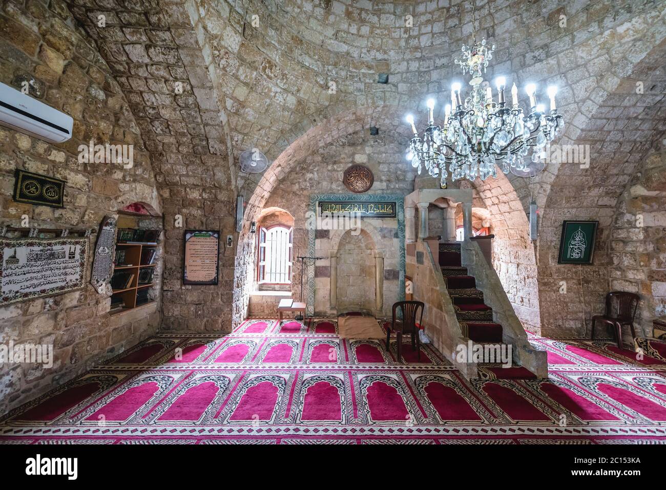 Prayer hall with mihrab and minrab in Sultan Abdul Majid Mosque in ...