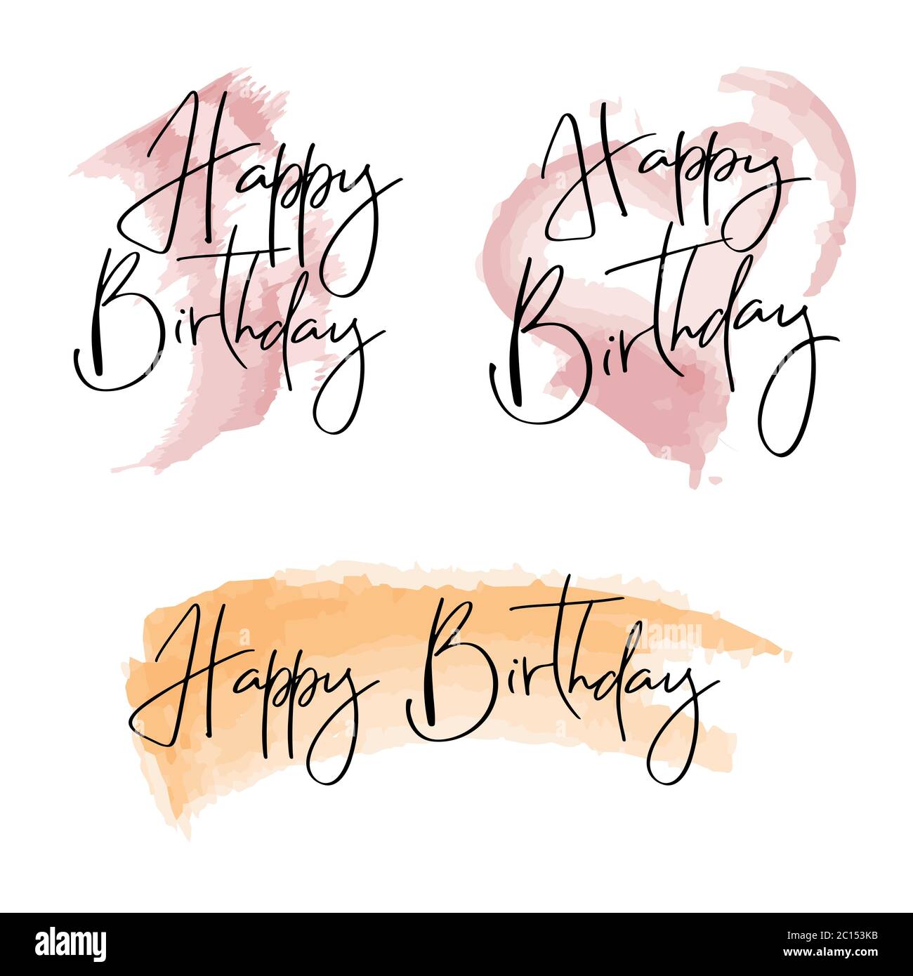 Happy Birthday text on watercolor brush stroke Stock Vector Image & Art ...