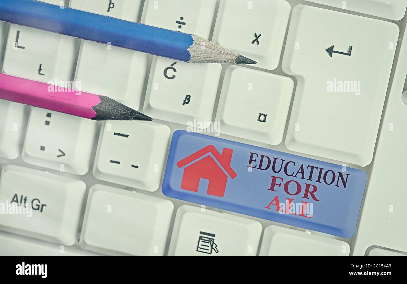 Word writing text Education For All. Business photo showcasing Continue ...