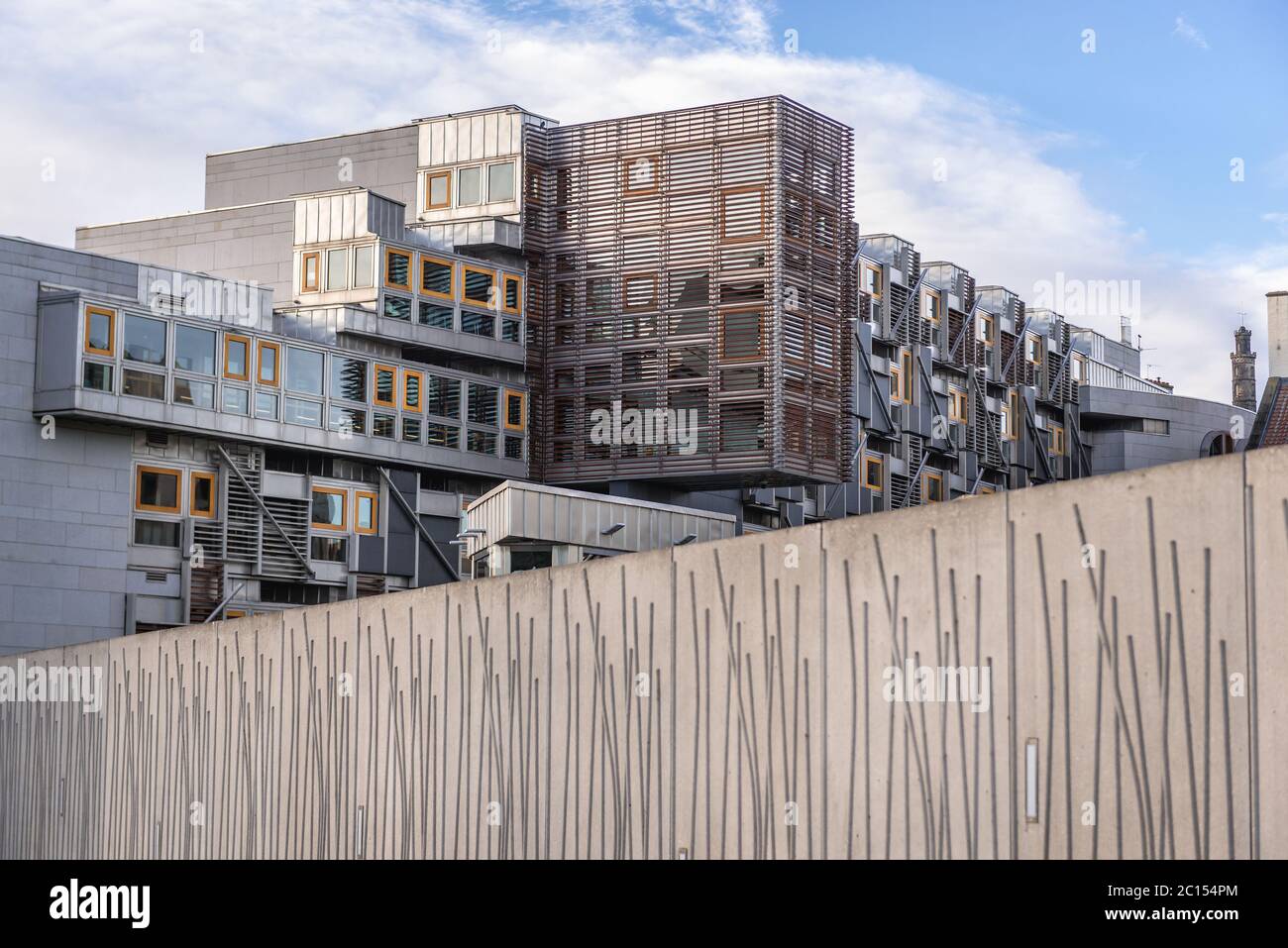 Wall around Scottish Parliament Building in Holyrood area of Edinburgh ...